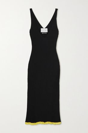 AZ FACTORY + Ester Manas Kleid Aus Rippstrick Mit R&uuml;schen - Schwarz