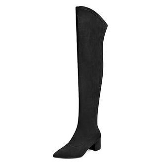 EDEFS Bottes Noires Hautes avec Zip et Talon Carr&eacute; de 5 cm Parfaites pour les Soir&eacute;es et Occasions Sp&eacute;ciales Noir Taille EU36