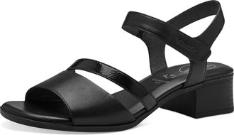 Tamaris Comfort Damen Sandalen mit Absatz aus Leder mit Klettverschluss, Schwarz (Black), 37 EU