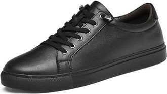 Generic Baskets en cuir v&eacute;ritable pour homme - Blanches - Chaussures d&eacute;contract&eacute;es douces et respirantes - Baskets tendance pour homme, Noir, 38 2/3 EU