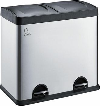 SVITA Svita - T2X24 Poubelle en inox Corbeille à papier Poubelle de tri 48L argent