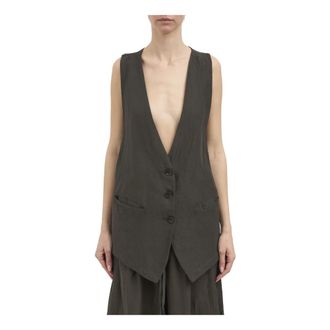 Andrea Ya'aqov Femme, Vestes, Brun, Taille: 38 FR Gilet en Viscose et Lin