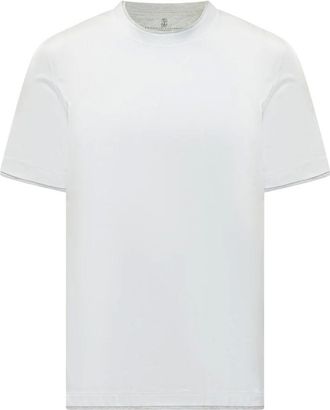 Brunello Cucinelli Homme, Tops, Blanc, Taille: XL T-Shirt avec Effet de Superposition