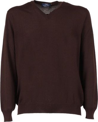 Fedeli Homme, Pulls, Brun, Taille: L V-neck Tricots