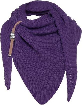 Knit Factory Demy Ch&acirc;le Tricot&eacute; - Foulard Triangle - Foulard femme pour lautomne et lhiver - &Eacute;charpe Femme - Ch&acirc;le Femme - 100% Fabriqu&eacute; en Europe - Purple - 190x8