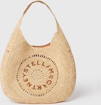 Stella McCartney Logo Raffia Slouchy Medium Tote Bag, Woman, Natural