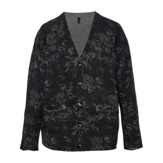 R13 Wollstrickjacke mit Blumenmotiv - - Knitwear - Damen - Schwarzk - XS