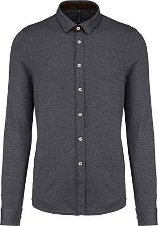 Kariban Chemise Jacquard Manches Longues - Jacquard Dark Grey, L, Homme
