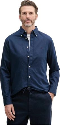 Tommy Hilfiger Chemise ML logo coton lin - - Shirts - Herren - Blau - M