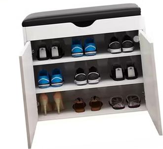 Generic Schuhbank, Schuhregal-Aufbewahrungsbank aus Massivholz, Schuhregal mit Sitzkissen und verstecktem Griff, geeignet for das Wohnzimmer im Eingangsbereic