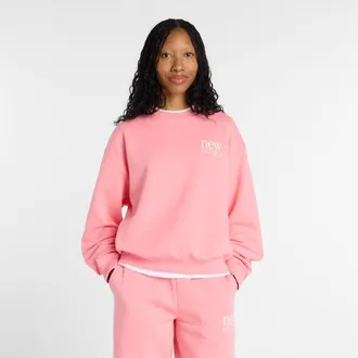 New Balance Damen Reimagined Fleece Crew in Rosa, Baumwollfleece, Gr&ouml;&szlig;e XL