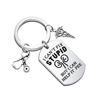 Generic Cadeau amusant durologue pour m&eacute;decin r&eacute;nal, &eacute;tudiant en urologie, Porte-cl&eacute;s Help-it-pee, S, Acier inoxydable, Hypoallerg&eacute;nique, 30 mm, Femme, Adulte