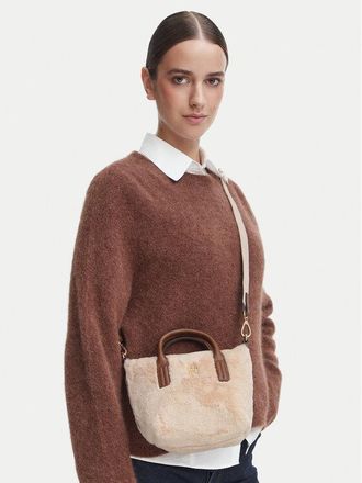 Tommy Hilfiger Handtasche Popette Micro Tote Faux Fur AW0AW19311 Hellbeige