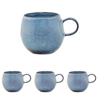 Bloomingville Tasse Sandrine, blau, Keramik, 1 St&uuml;ck (4er Pack)