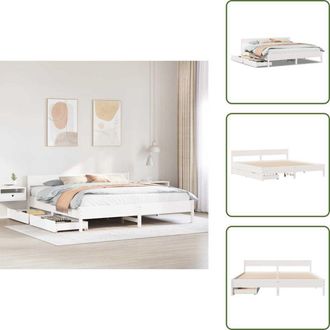 vidaXL Massivholzbett ohne Matratze Wei&szlig; 160x200 Kiefernholz - Bettgestell - Bettgestelle - Schlafzimmerm&ouml;bel - Schlafzimmerbett