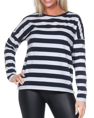 Elbsand Damen Longsleeve ESWMilia Langarmshirt mit Streifen 70674 00 Coldwater + Cloud White (034) Coll.25.1 XXL