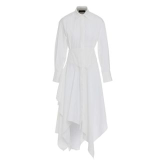 MUGLER Femme, Robes, Blanc, Taille: 36 FR Robe-chemise en popeline de coton