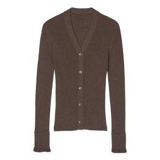 Cecilie Bahnsen Femme, Pulls, Brun, Taille: 42 FR Cardigan en c&ocirc;tes de m&eacute;rinos