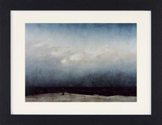 1art1 Caspar David Friedrich Poster Der Mönch Am Meer, 1808-1810 Gerahmtes Bild Mit Edlem Passepartout | Wand-Bilder | Im Bilderrahmen 40x30 cm