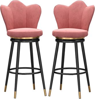 Generic Drehbarer Barhocker mit bl&uuml;tenf&ouml;rmiger R&uuml;ckenlehne, Fu&szlig;st&uuml;tze und schwarzen Metallbeinen f&uuml;r K&uuml;cheninseln, Bartheken und Esszimmer