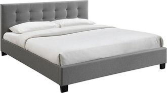 Miliboo Miliboo - Lit 2 places 180x200 cm en tissu gris capitonn&eacute; marquise