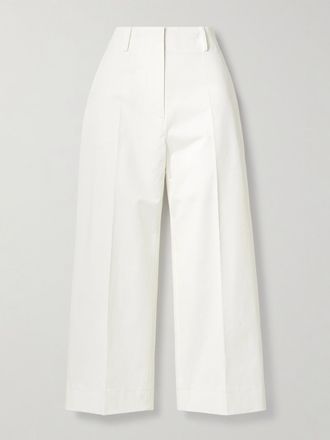 Proenza Schouler Pantalon Large Raccourci En Serge De Coton Mélangé Amara - Blanc