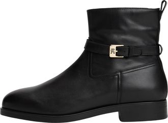 Tommy Hilfiger Damen Stiefeletten Buckle Riding aus Leder, Schwarz (Black), 40