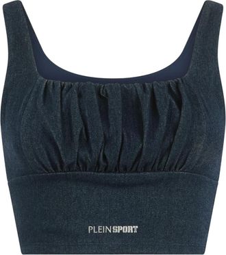 Plein Sport Femme, Tops, Bleu, Taille: 44 FR Top Denim Touch PS