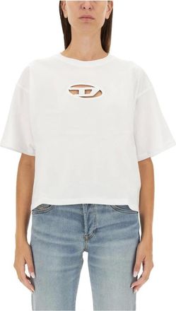 Diesel Femme, Tops, Blanc, Taille: 40 FR T-shirt ample &agrave; d&eacute;coupe