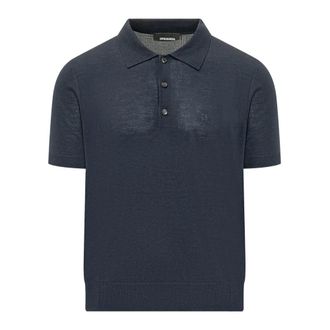 Dsquared2 Homme, Tops, Bleu, Taille: XL Polo en maille &agrave; manches courtes