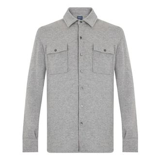 Fedeli Chemise en cachemire &agrave; manches longues - Homme - Pulls - Gris - Taille: L