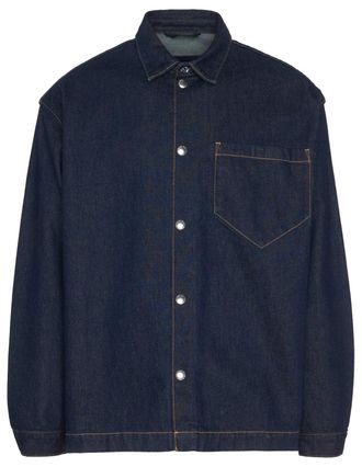 7 For All Mankind Mens Overshirt Origins Shirt, Dark Blue, XXL