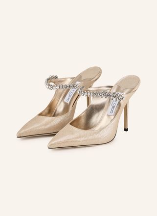 Jimmy Choo London Mules Bing Mit Schmucksteinen gold
