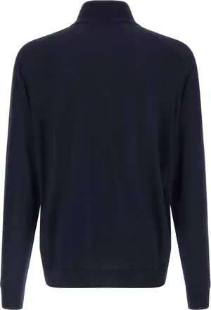 Kiton Wool Half-Zip Cardigan - Navy