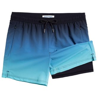 Maamgic Herren Badehose mit Kompression Badeshorts 2 in 1|14cm Innenl&auml;nge Schnelltrocknend l&auml;ssige Swim Shorts Kurz Boardshorts mit Innenhose Rei&szlig;verschlussta