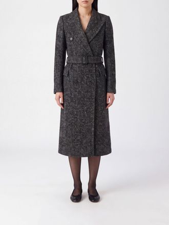 Tagliatore Long manteau crois&eacute; en laine m&eacute;lang&eacute;e avec ceinture