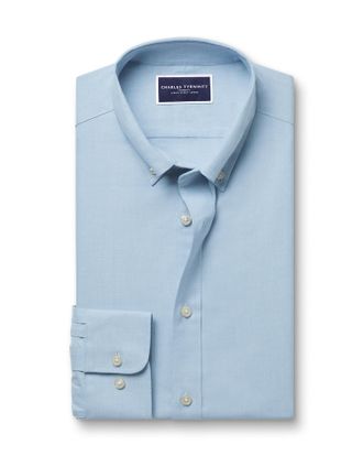 CHARLES TYRWHITT Twill-Hemd aus geb&uuml;rsteter Baumwolle - Hellblau