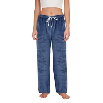 Generic Pantalon de pyjama pour femmes Pantalon de pyjama moelleux : pantalon de pyjama femme long flanelle avec poignets et poches de pantalon Pantalon de co