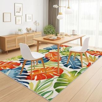 Generic Multicolore Lavable en Machine Tapis Salon Style Resort Feuilles de bananier superpos&eacute;es, 120 x 180 cm Doux Tapis de Sol Pelucheux Dessous Antid&eacute;rapan
