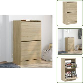 vidaXL The Living Store Schuhschrank mit 2 Klappen Sonoma-Eiche 60x42x108 cm - Holzschrank