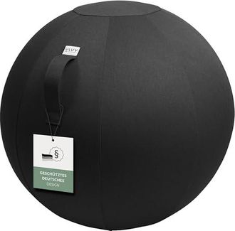 Vluv Bol LEIV Balle Ergonomique en Tissu pour Le Bureau et la Maison Noir &Oslash; 60 cm - 65 cm - Tissu de rev&ecirc;tement de Meubles Robuste et ind&eacute;formable avec poi