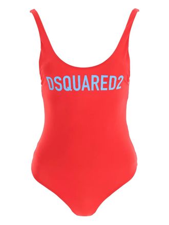 Dsquared2 maillot de bain &agrave; logo imprim&eacute; - Rouge