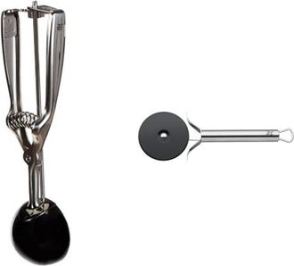WMF Gourmet Eisportionierer Edelstahl 21 x 5,5 cm, Eiskugelportionierer & Profi Plus Pizzaschneider 19,8 cm, Teigrad beschichtet, Pizzaroller, Pizza Cutte