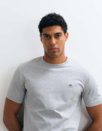 GANT t-shirt coupe regular avec logo &eacute;cusson gris
