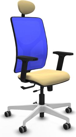 Piqueras y Crespo B&uuml;rostuhl, ideal f&uuml;r die Arbeit, mit 2D-Armen, h&ouml;henverstellbare Lendenwirbelst&uuml;tze und festes Kopfteil, ausgestattet mit Syncro/Traslack. Blau/Cremef