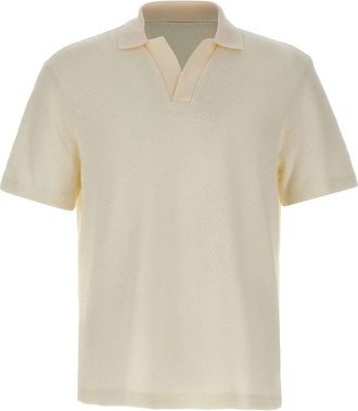HUGO BOSS Homme, Tops, Blanc, Taille: M Polo en lin et coton avec col Johnny