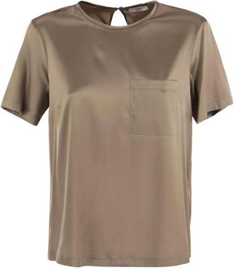 PESERICO Femme, Blouses et Chemises, Brun, Taille: 34 FR T-shirt en Satin de Soie