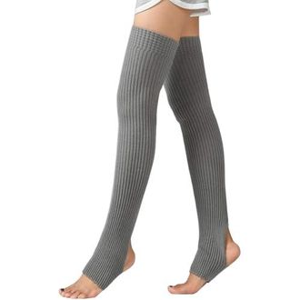 Generic Jambières côtelées au-dessus du genou pour femme, hauteur de cuisse 75 cm de long, jambières tricotées pour yoga, fête, danse, ballet, gris, taille un