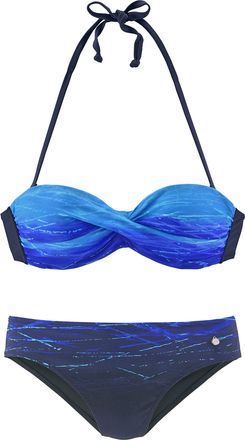 Lascana Damen B&uuml;gel-Bandeau-Bikini mit Farbverlauf, trendig, Verstellbare Tr&auml;ger