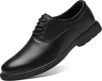 Generic Chaussures Oxford habillées for Hommes, à Lacets, Bout Rond, en Cuir, Couleur Unie, antidérapantes, Semelle en Caoutchouc, Talon carré antidérapant, B